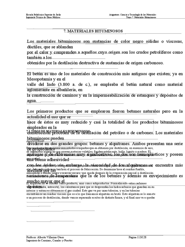 Tema 7 - Materiales Bituminosos | PDF