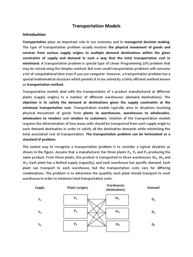 Transportation Models (Repaired) | PDF | Mathematical Optimization ...