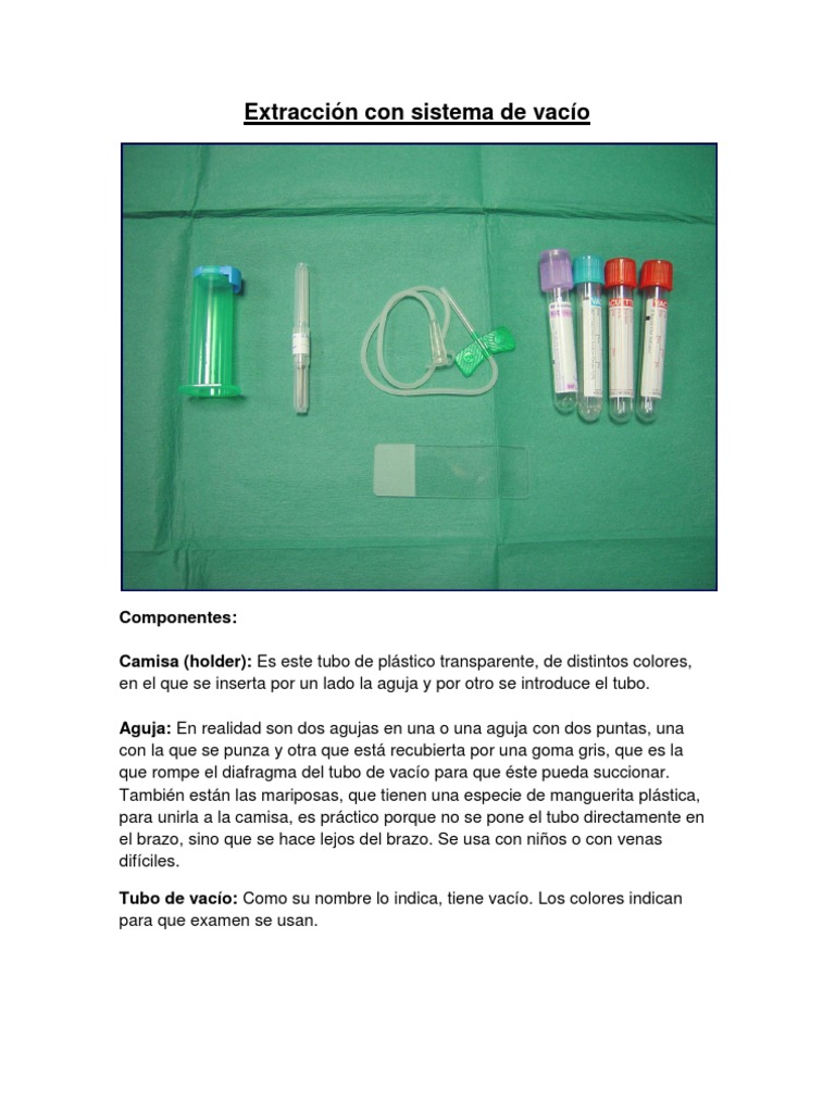 Sistema Vacutainer y Procedimiento | Sangre | Especialidades médicas