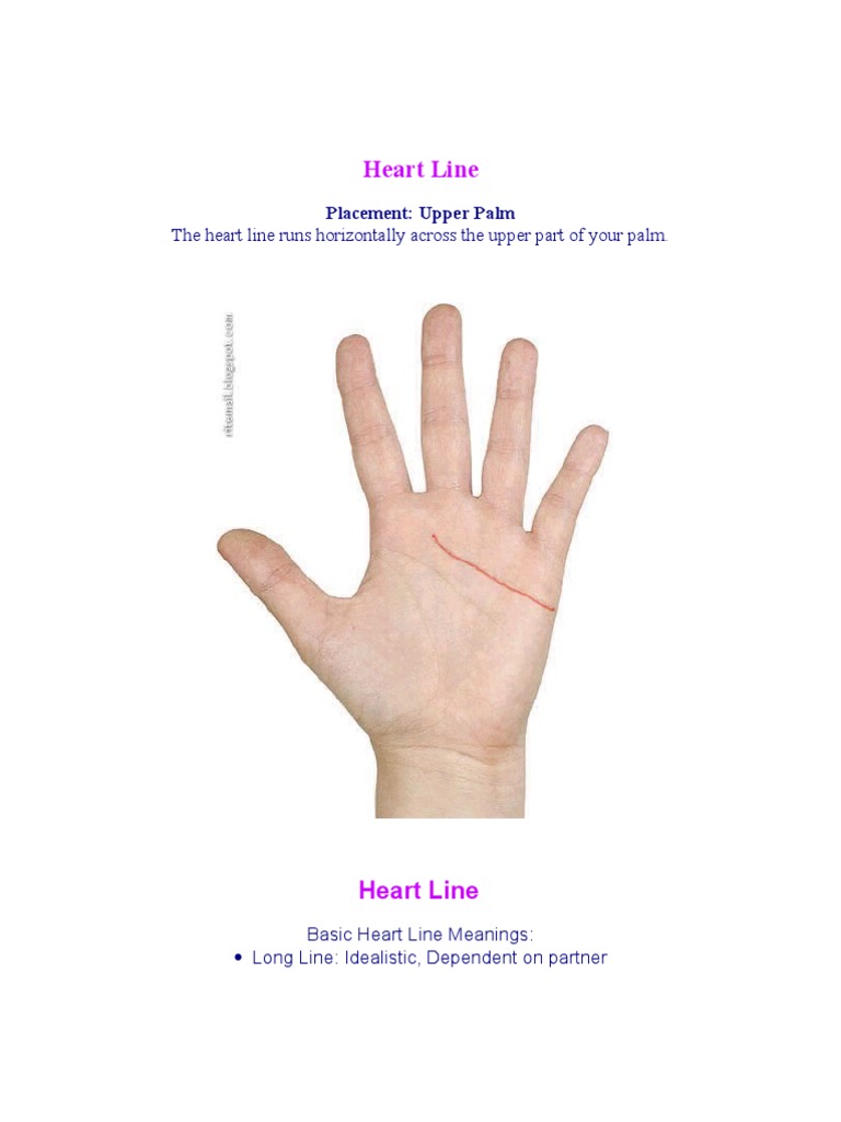 Heart Line: The Heart Line Runs Horizontally Across The Upper Part of ...