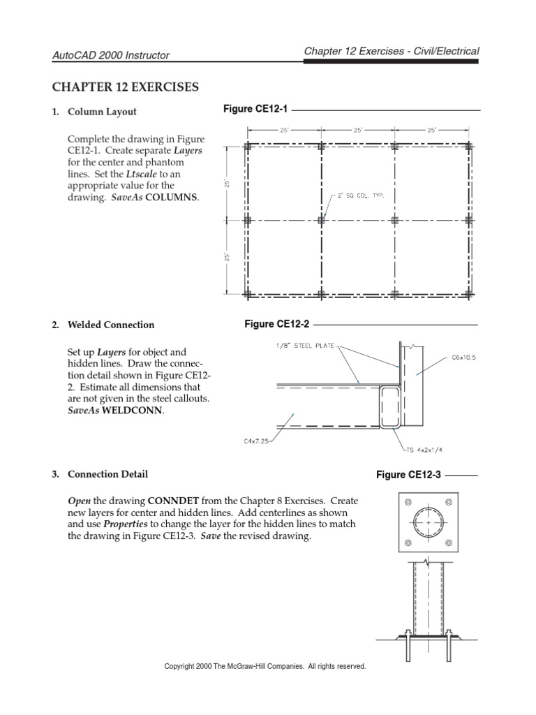 Chapter 12 Exercises - Civil/Electrical Autocad 2000 Instructor | PDF