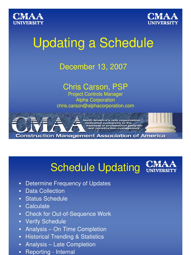 Updating A Schedule | PDF