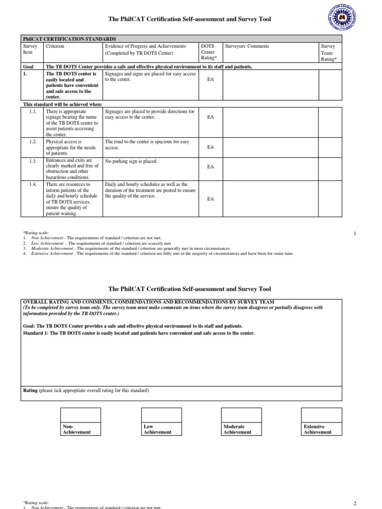 PhilCAT Certification Self-Assessment Tool | PDF | Tuberculosis ...