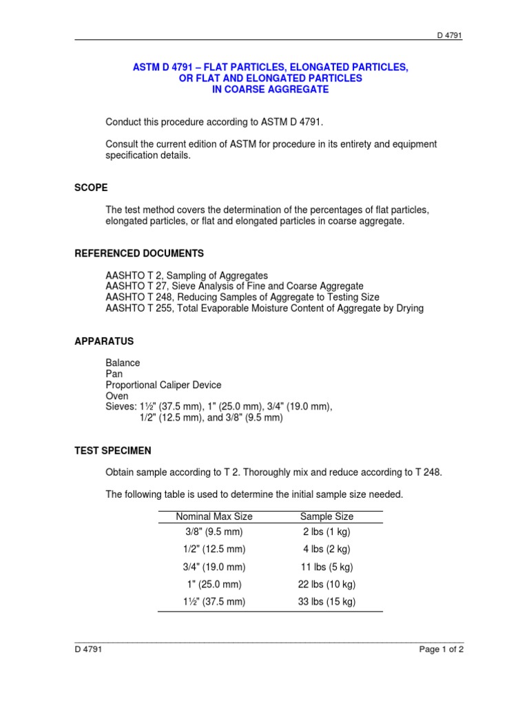 ASTM D 2491 - Particulas Chatas y Alargadas | PDF