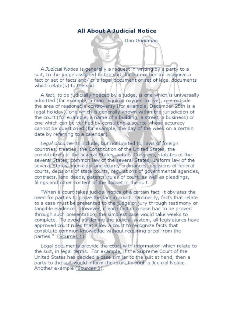 All About A Judicial Notice | PDF | Judicial Notice | Lawsuit