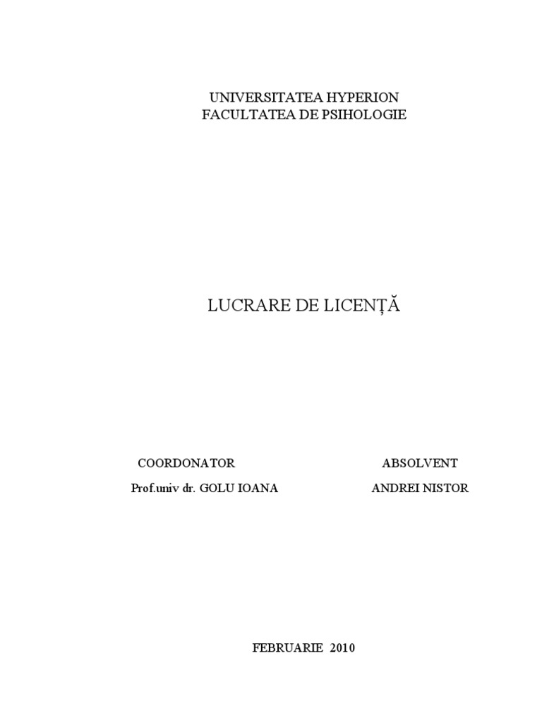 Lucrare Licenta Model | PDF
