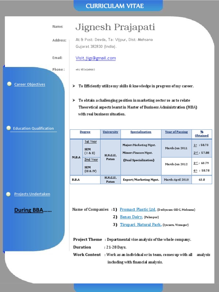 Jignesh Prajapati CV | PDF | Gujarat | Master Of Business Administration