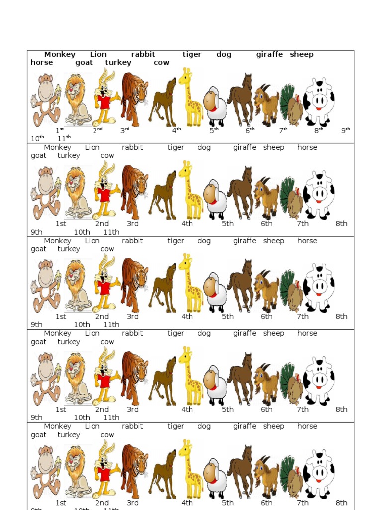Ordinal Numbers Animals | PDF | History