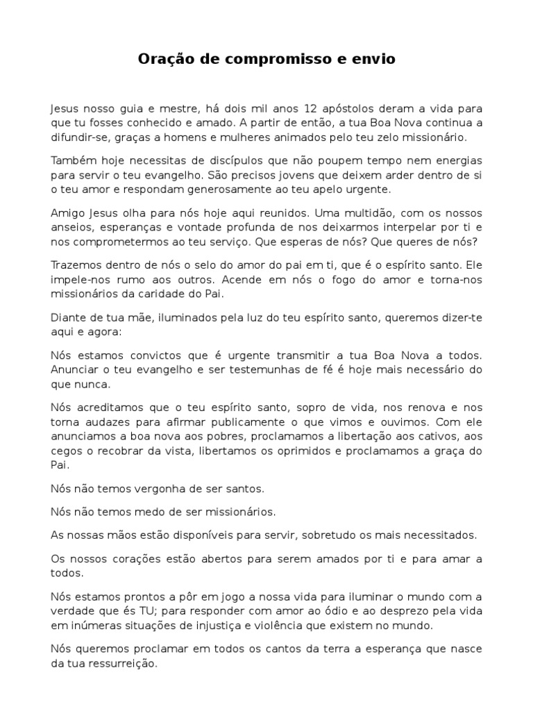Oração de Compromisso e Envio | PDF