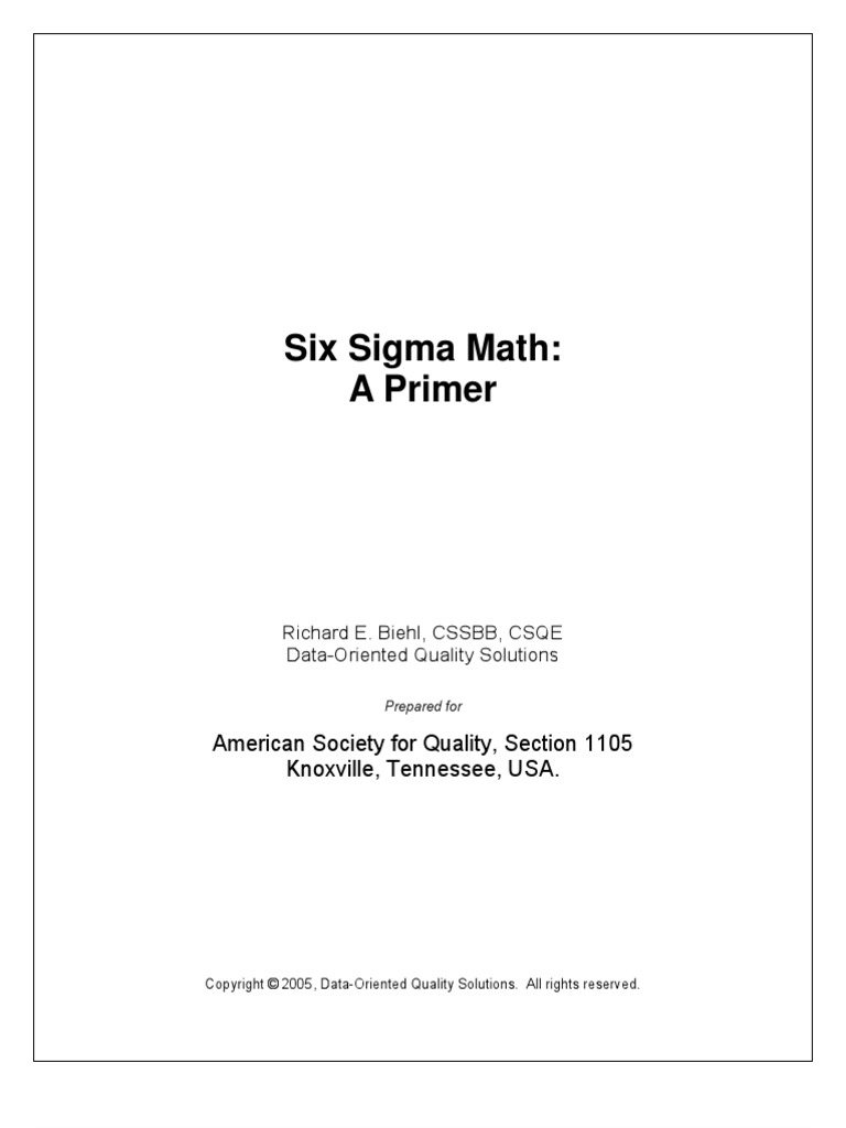 Six Sigma Math Primer PDF | PDF