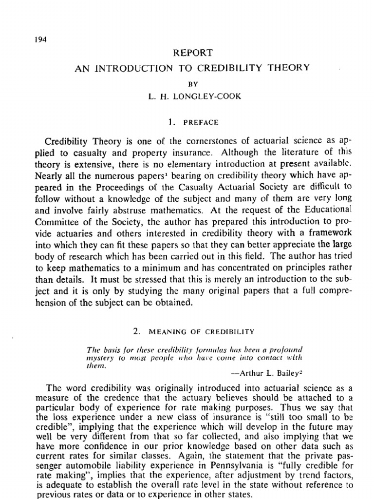 An Introduction to Credibility Theory | Insurance | Normal Distribution