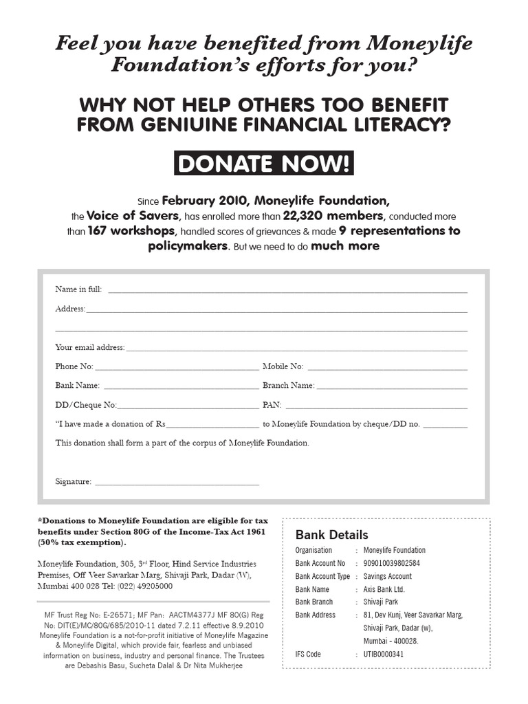 Moneylife Foundation Donation Form | PDF