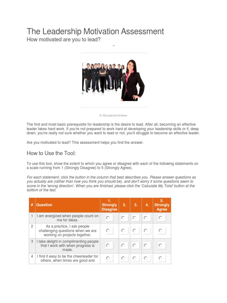The Leadership Motivation Assessment | PDF | Motivation | Motivational