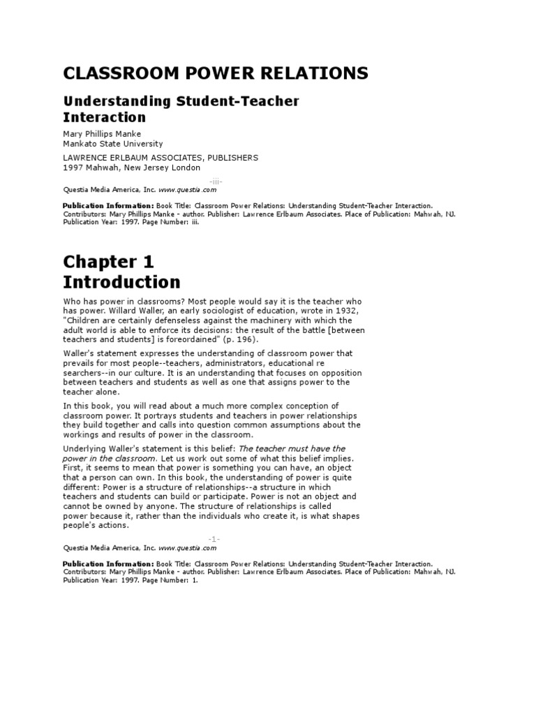 Classroom Power Dynamics Explained | PDF | Classroom | Teachers