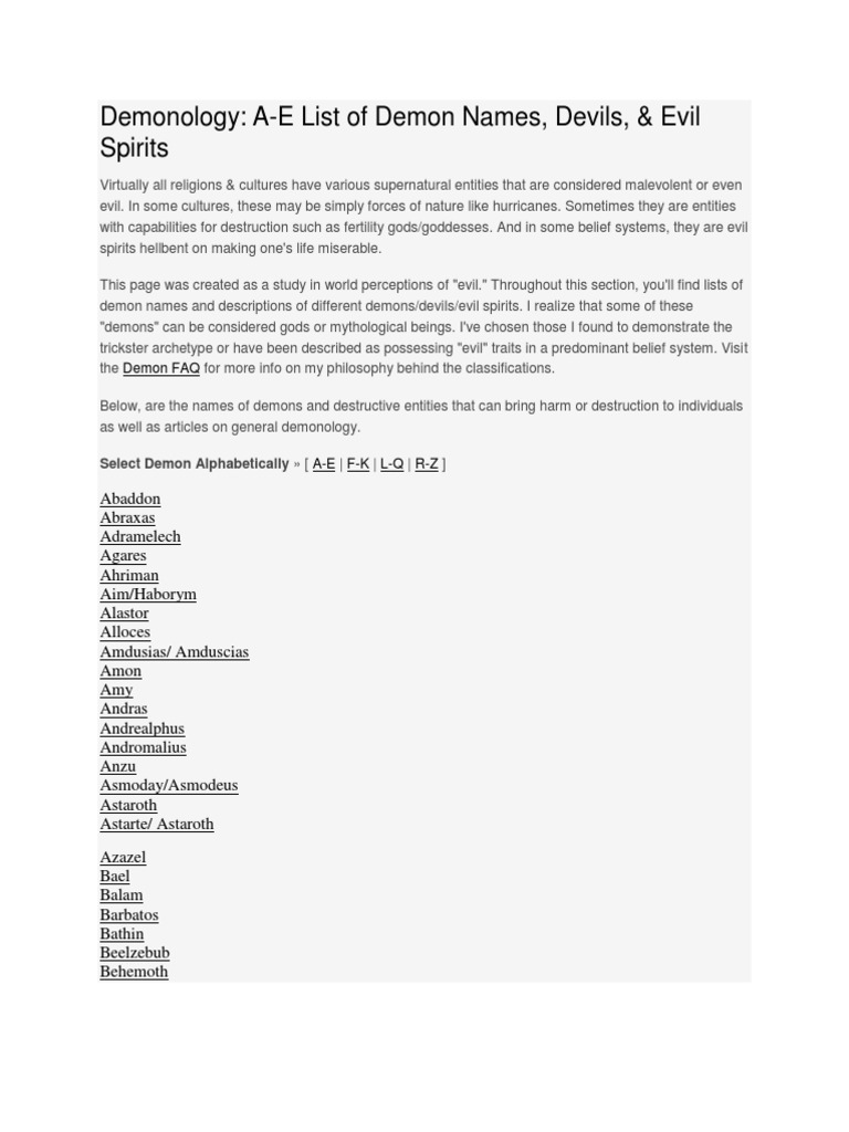 Demonology: An In-Depth Exploration of Malevolent Supernatural Entities ...