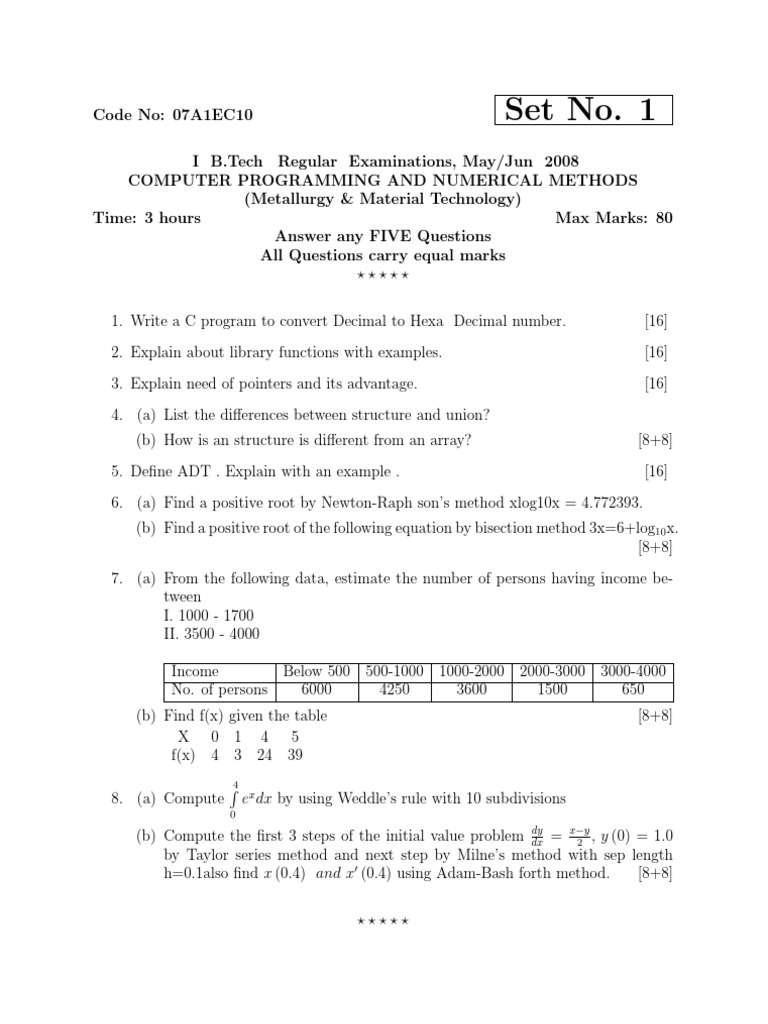 Computer Programming and Numerical Methods | PDF