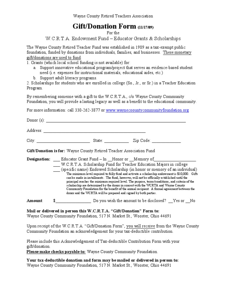 Gift-Donation Form2 | Download Free PDF | Donation | Financial Endowment