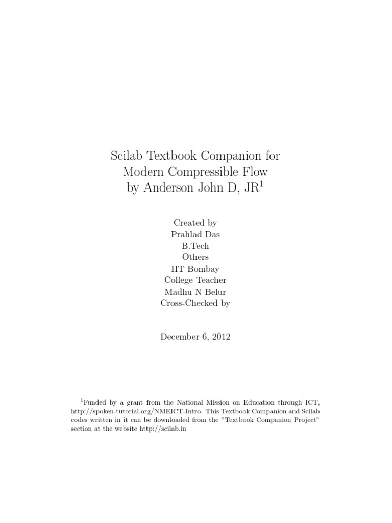 Scilab Companion for Compressible Flow | PDF | Computers | Teaching ...