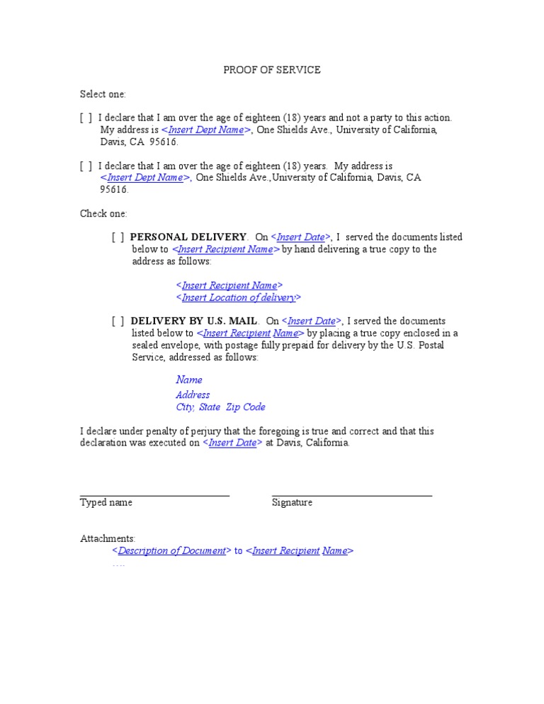 Proof of Service - Template | PDF | Social Science | Law