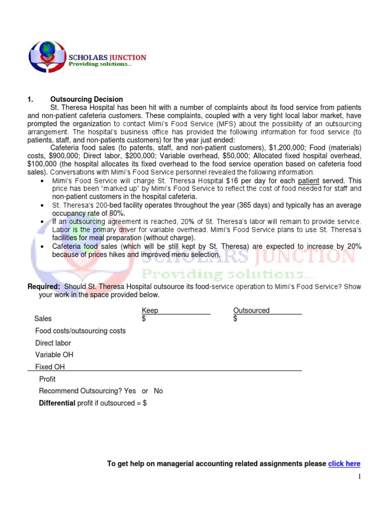 Managerial Accounting Sample Questions | PDF | Foodservice | Management ...