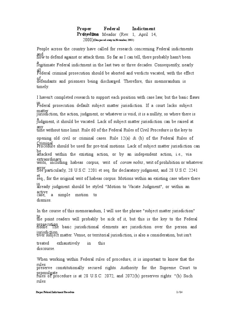 Proper Federal Indictment Procedure | PDF | Indictment | Grand Jury