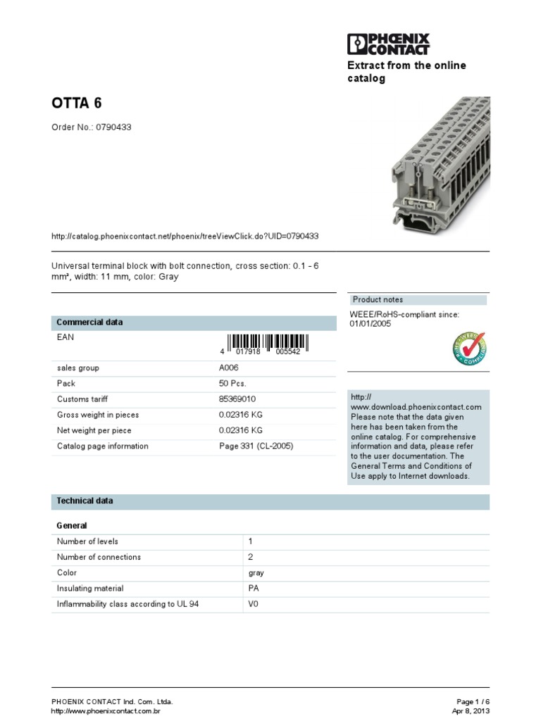 Otta 6: Order No.: 0790433 | PDF | Screw | Manufactured Goods