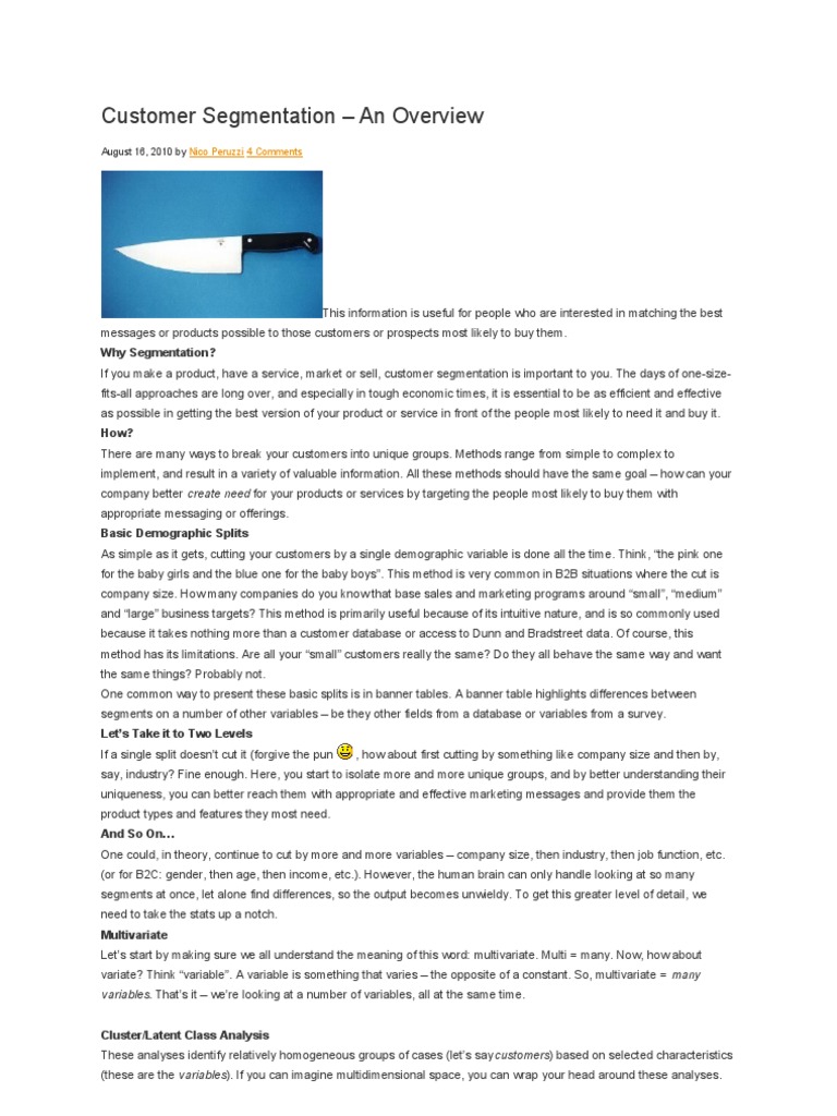 Customer Segmentation | PDF | Price Discrimination | Market Segmentation