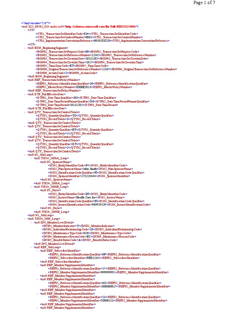 834 Benefit Enrollment and Maintenance Transaction with Member ...
