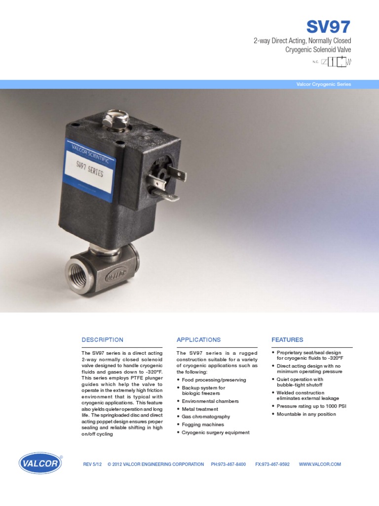 SV97 | Download Free PDF | Cryogenics | Valve
