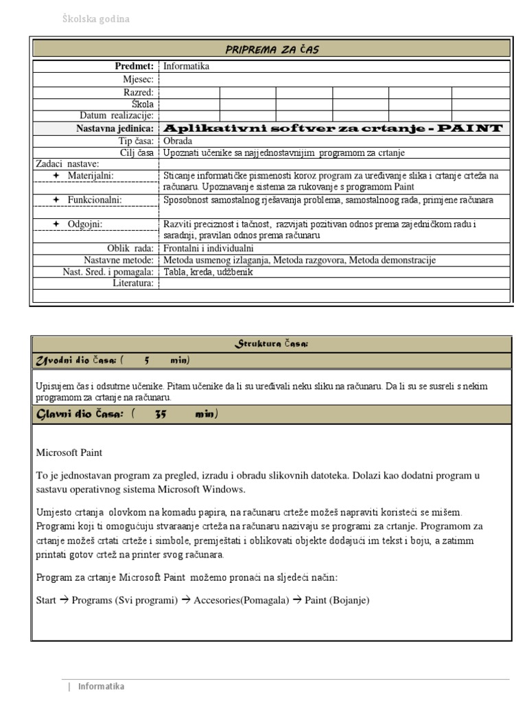 Priprema Za Peti Razred INFORMATIKA