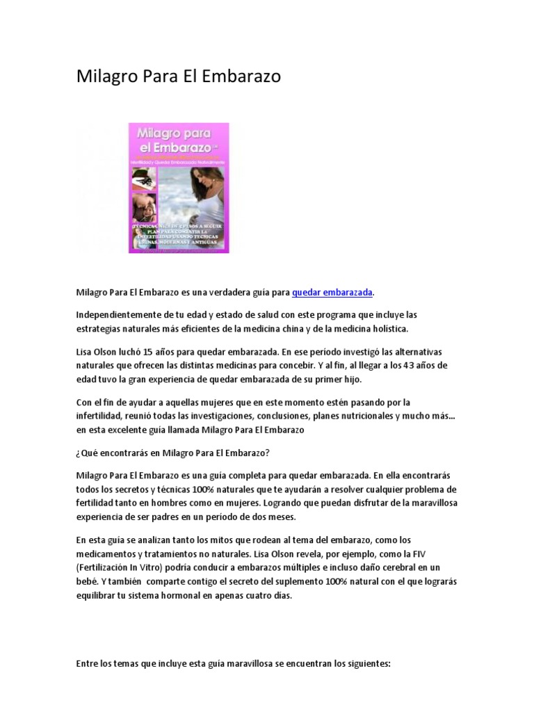 Milagro para El Embarazo | PDF | Esterilidad | El embarazo