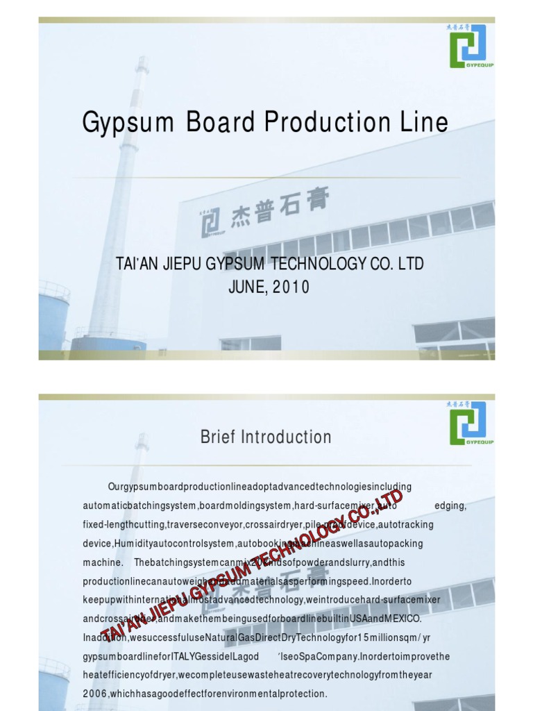 The Introduction of Gypsum Board Production Line | PDF | Economic ...