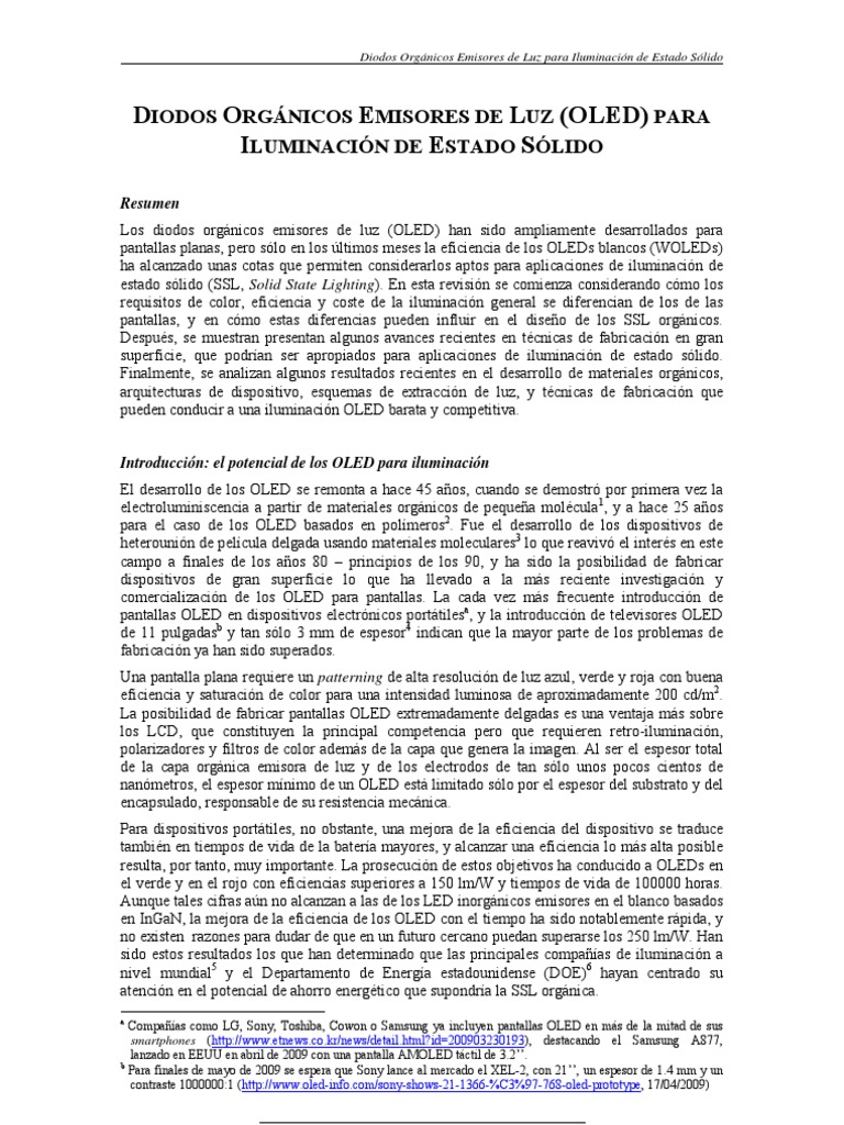 OLED para Iluminación de Estado Sólido | PDF | Diodo emisor de luz ...
