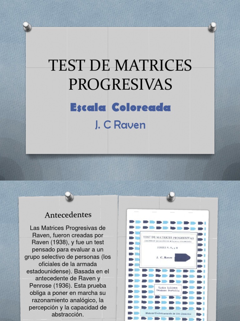 Test de Matrices Progresivas | Matriz (Matemáticas) | Percepción