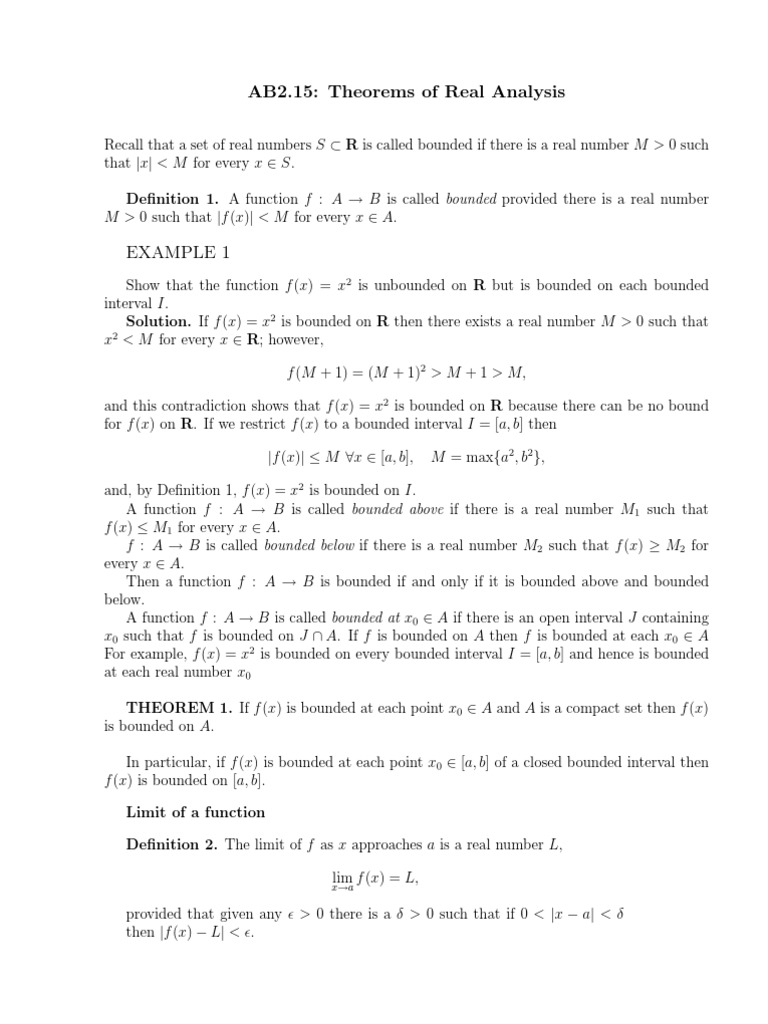 Theorems of Real Analysis | PDF | Teaching Methods & Materials