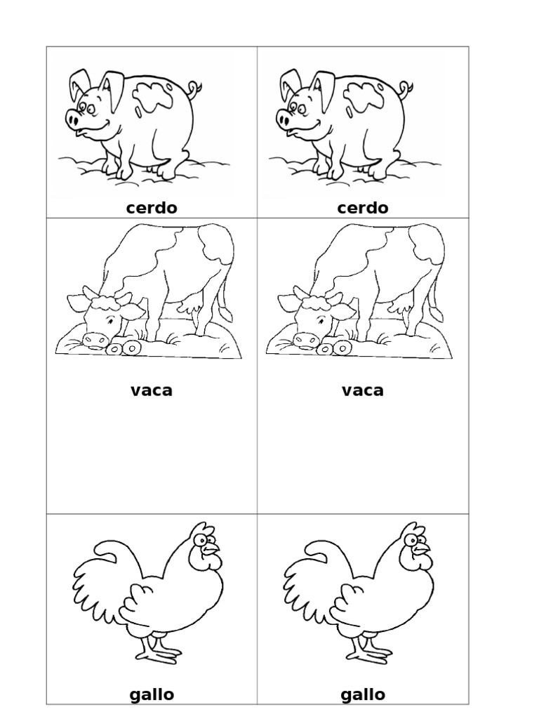 Memorama de Animales de Granja | PDF