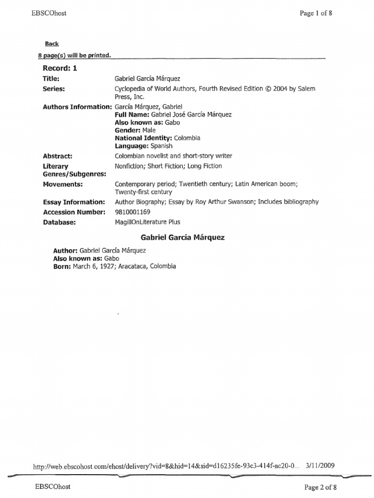 Page (Be Printed.:) :lack Will | PDF | Gabriel García Márquez