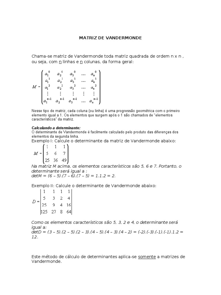 Matriz de Vandermonde | PDF
