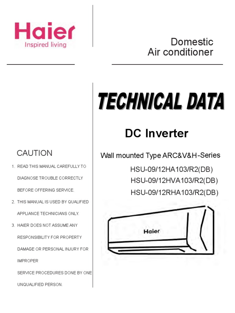 Service Manual Hsu-09(12)Ha Hva Rha103r2(Db)-Td(071230) | Air ...