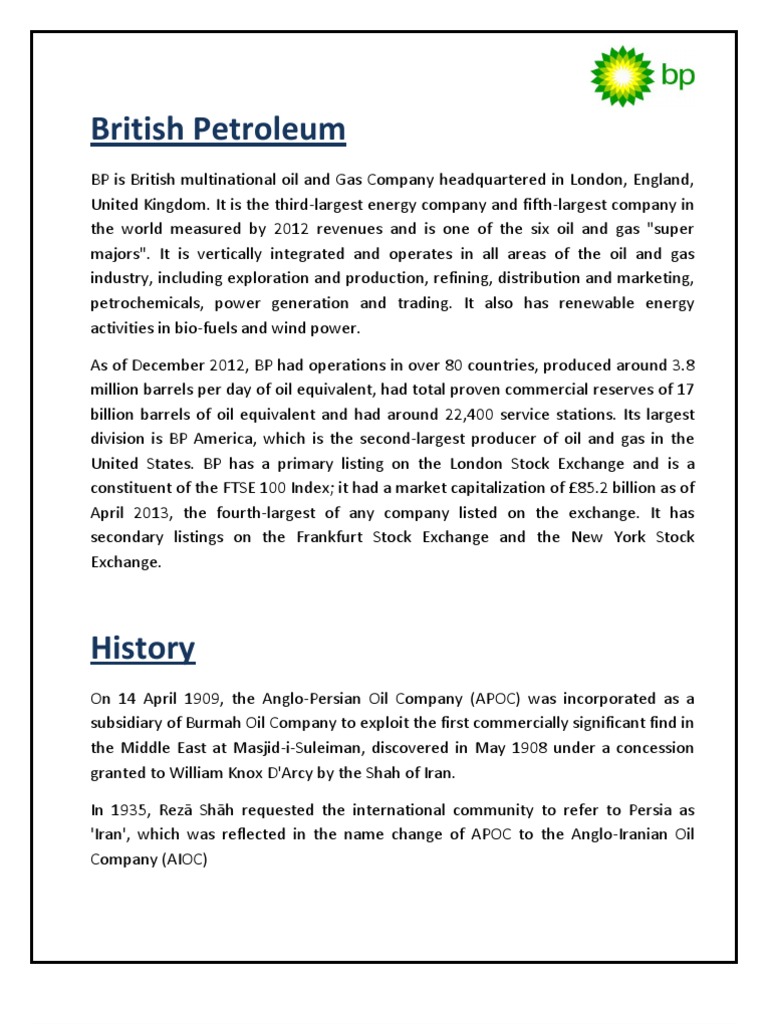British Petroleum | PDF | Bp | Industries