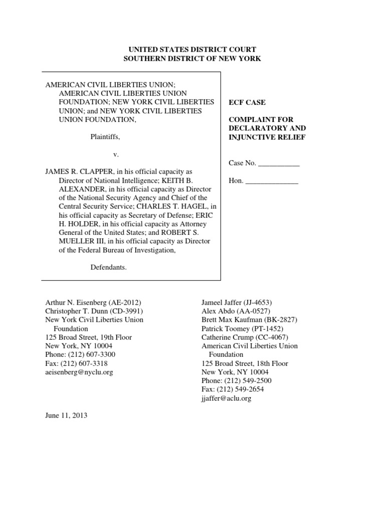 ACLU v. FBI, NSA | Download Free PDF | United States Foreign ...