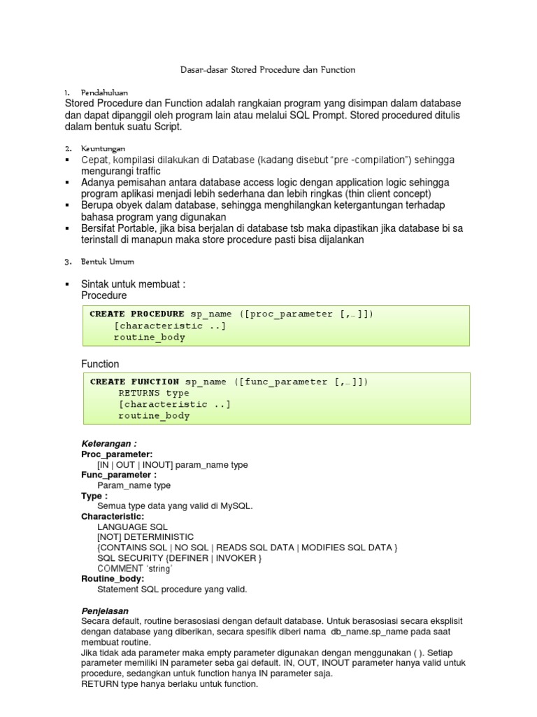 Modul Stored Procedure | PDF | Komputer | Teknologi & Rekayasa