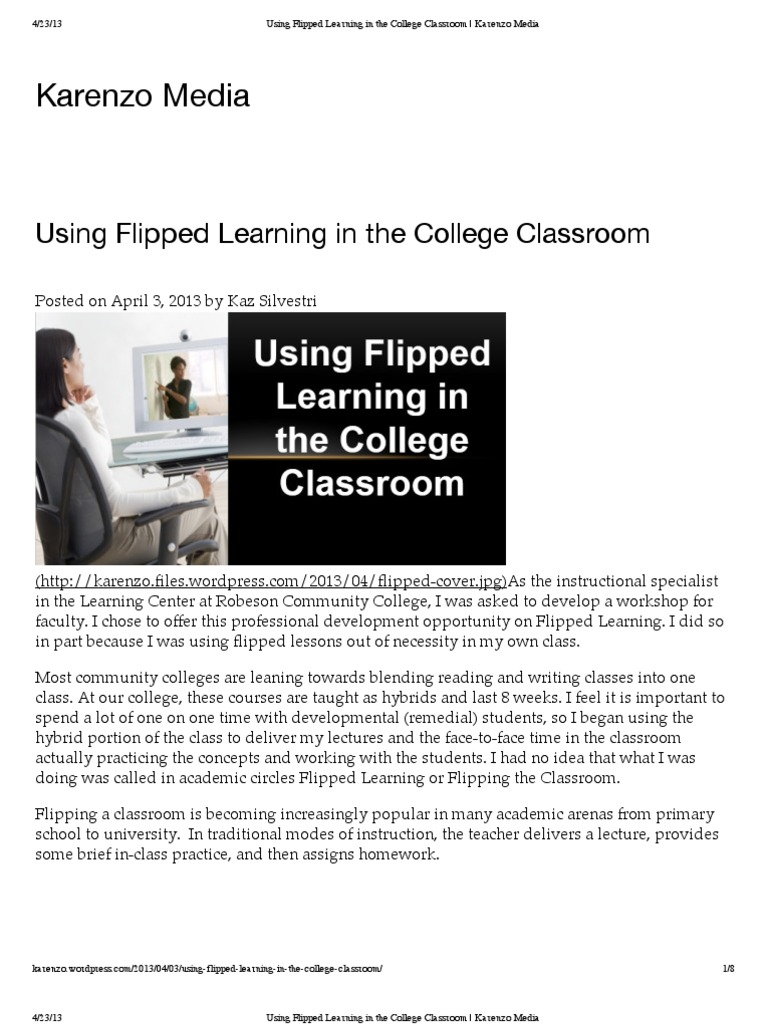 Using Flipped Learning in The College Classroom | PDF | Lecture | Classroom