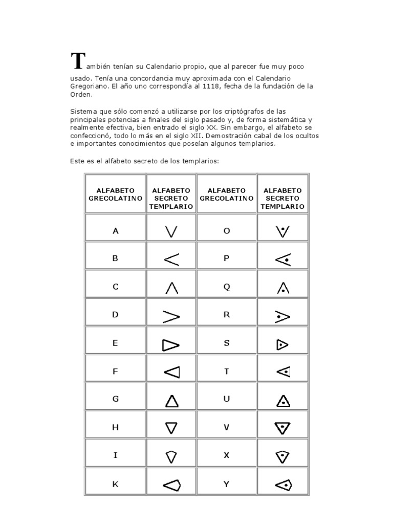 alfabeto templario | Caballeros templarios