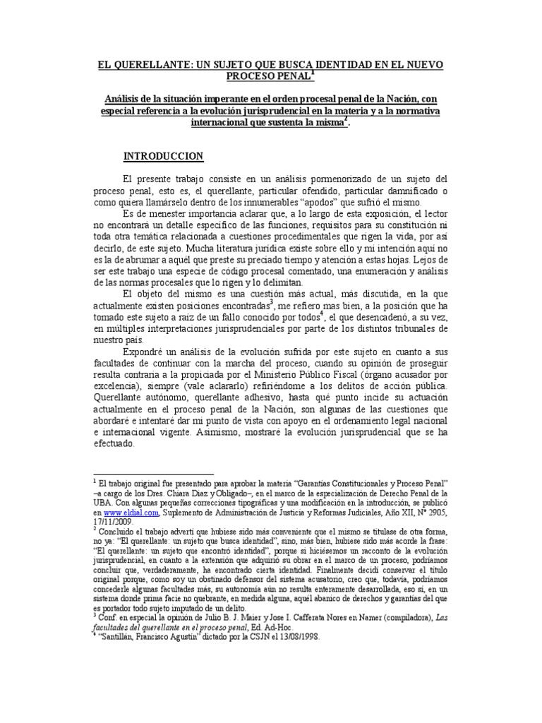 El Querellante | Derecho penal | Ley procesal