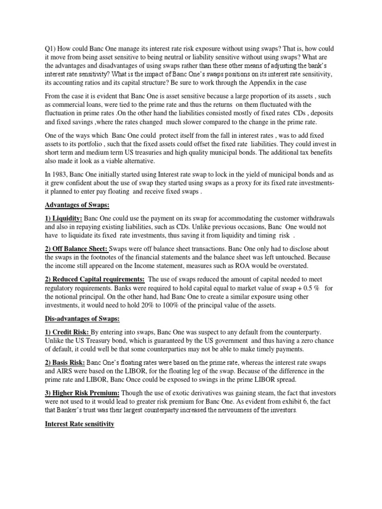 Banc One | PDF | Swap (Finance) | Interest Rate Swap