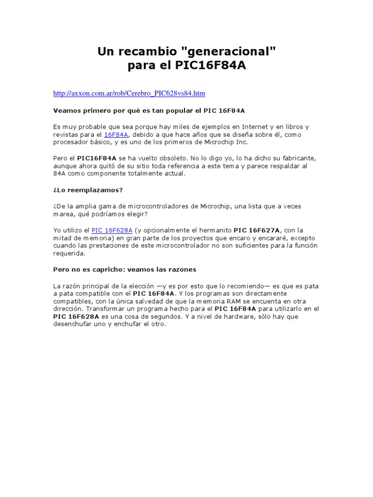 Cambiar de 16F84A - A - 16F628A | PDF | Tecnología