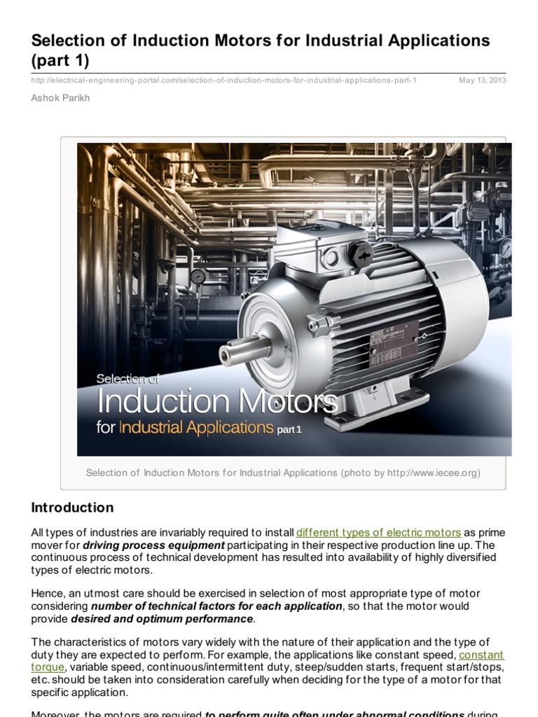 Selection of Induction Motors | PDF | Engines | Transmission (Mechanics)