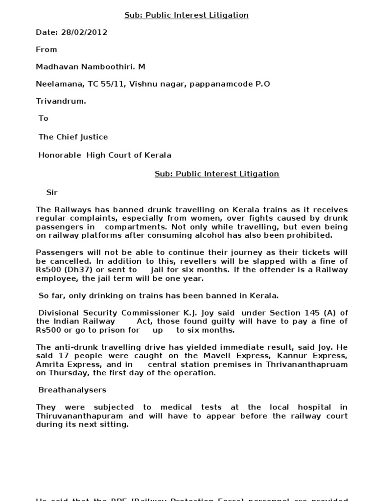 Public Interest Litigation | Kerala | Prison