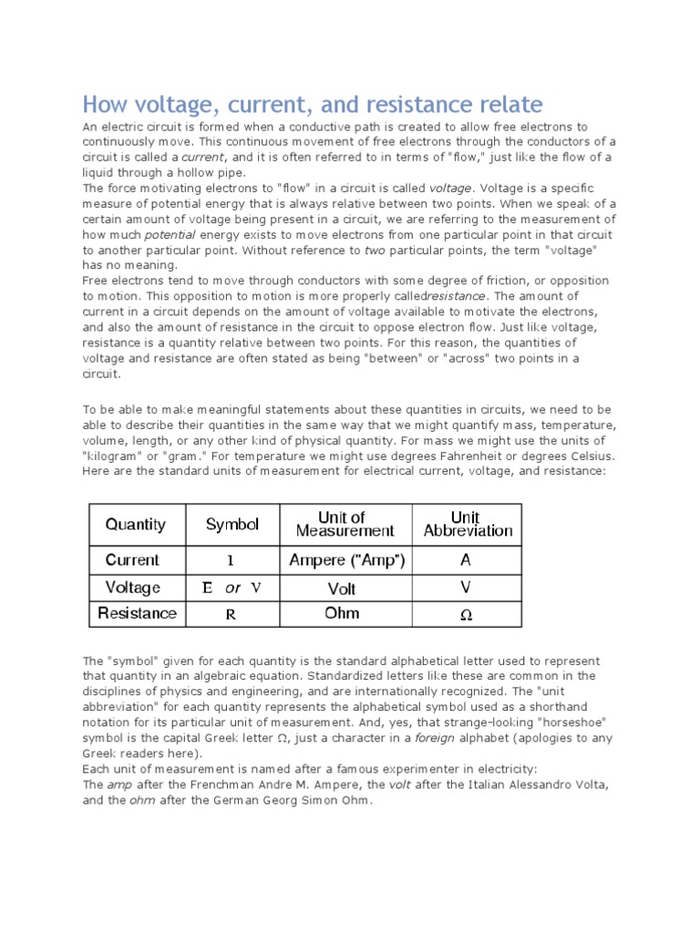 How Voltage, Current, and Resistance Relate | PDF | Electric Current ...
